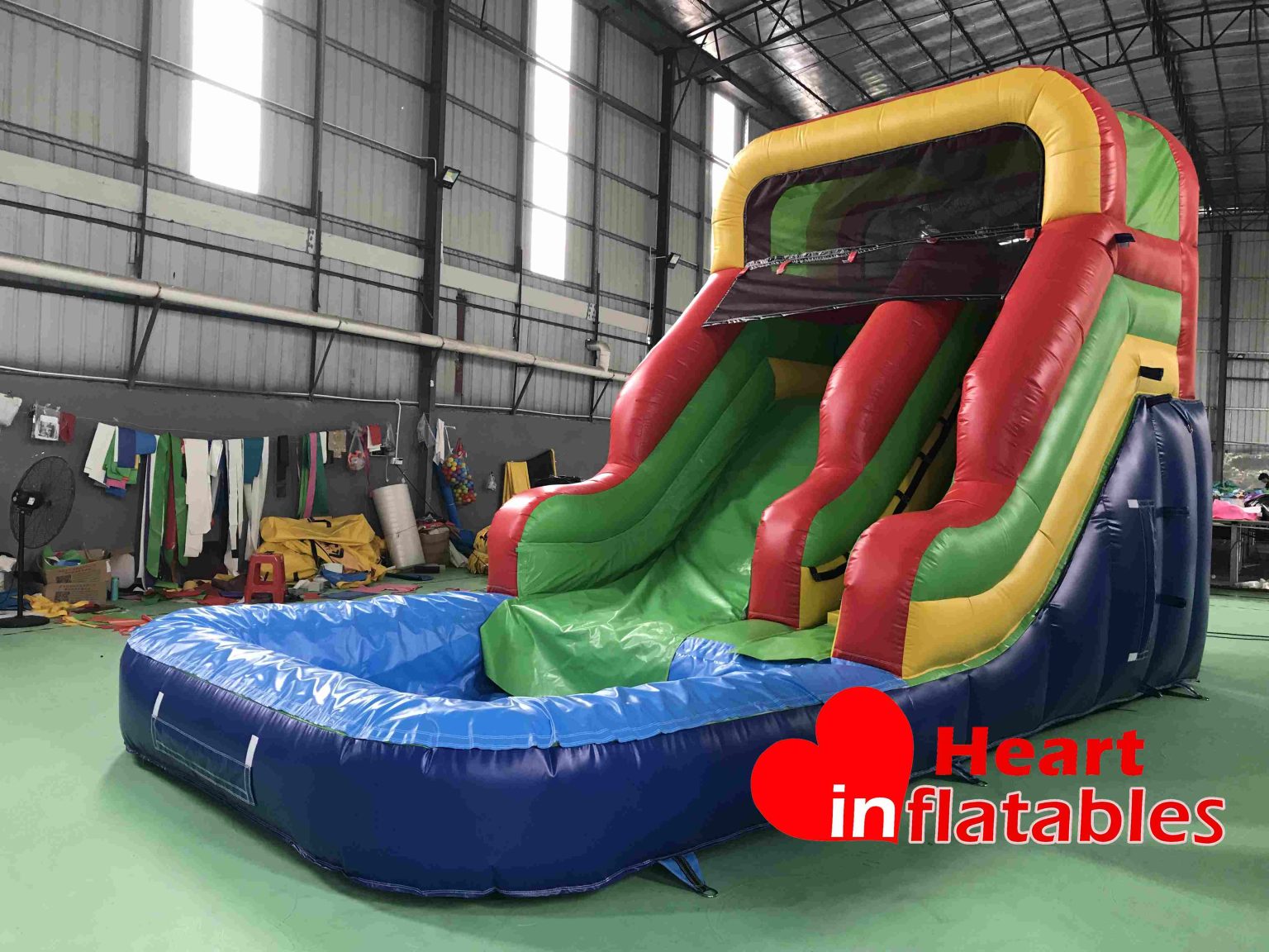 14ft Colorful Water Slide - Heart Inflatables Factory
