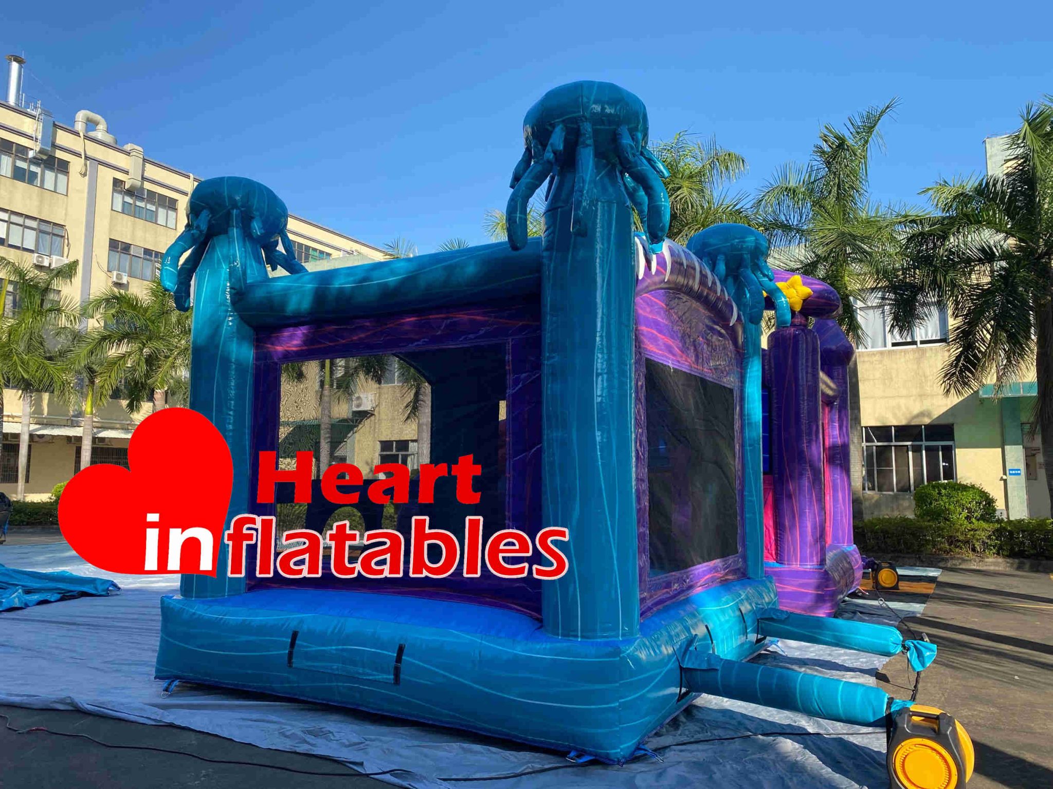 Blue Octopus Bouncy Castle - Heart Inflatables Factory