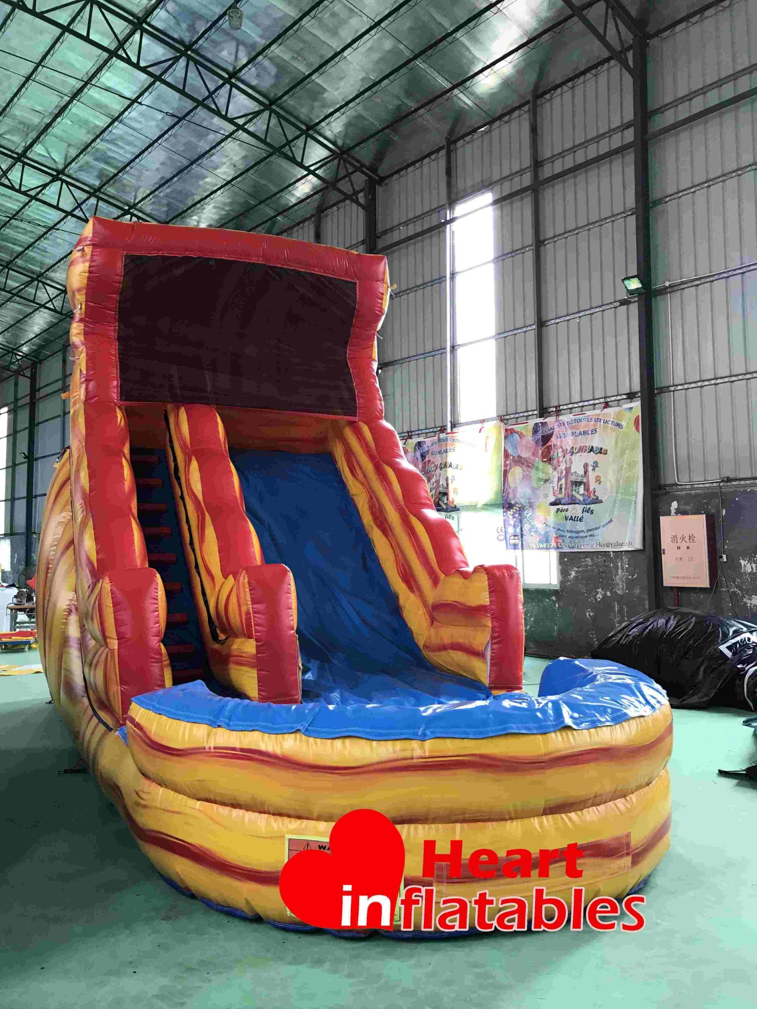 16ft Marble Orange Water Slide - Heart Inflatables Factory