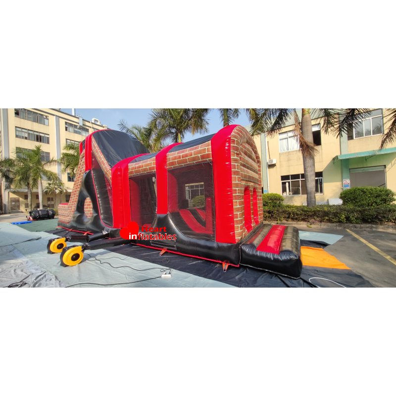 Red Brick Wall Obstacle Couse 42.5ft x 11ft x 17ft - Heart Inflatables ...