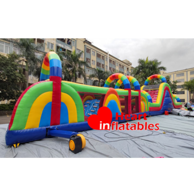 68ft Rainbow Obstacle Course - Heart Inflatables Factory