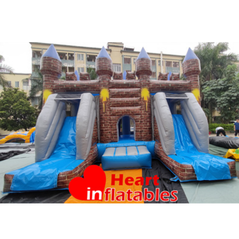 Castle Dual Lane Bouncy Slide 6m x 5m - Heart Inflatables Factory