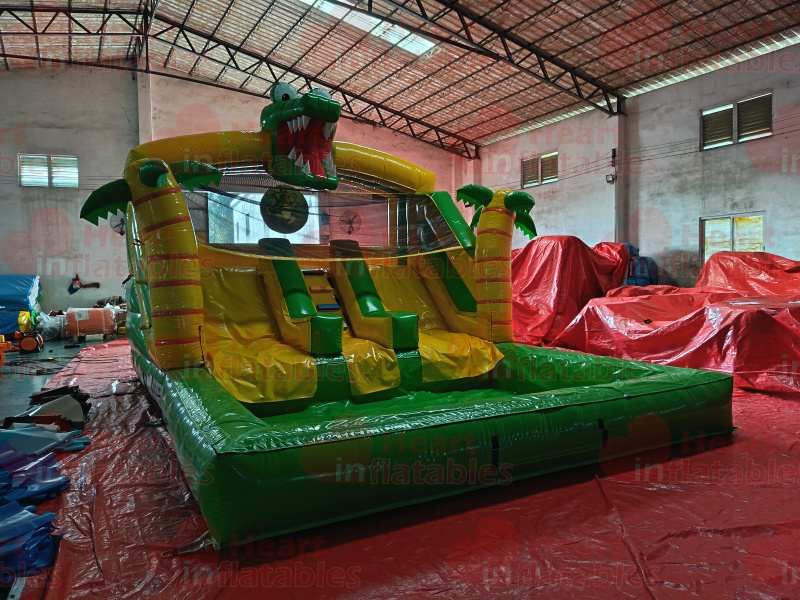 13ft Crocodile Dual Lane Water Slide - Heart Inflatables Factory